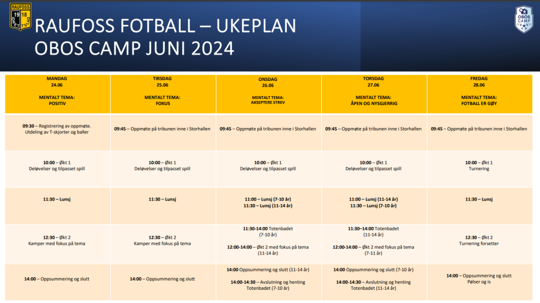 Velkommen til OBOS-camp 2024 / Raufoss